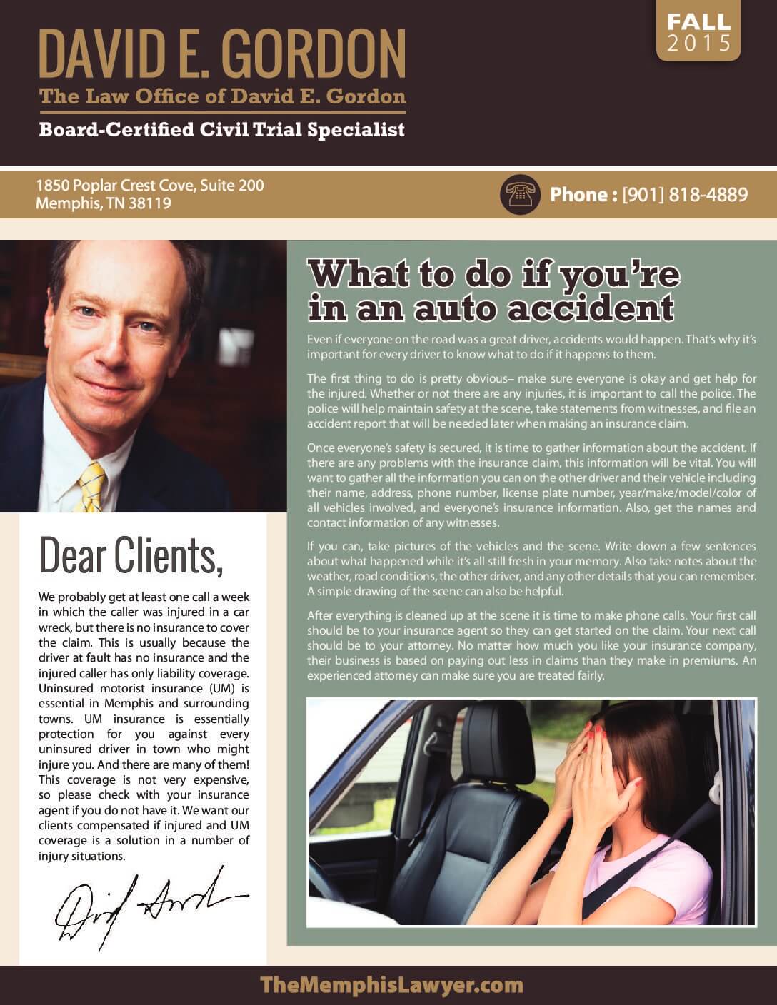 2015 Fall News - The Law Offices of David E. Gordon