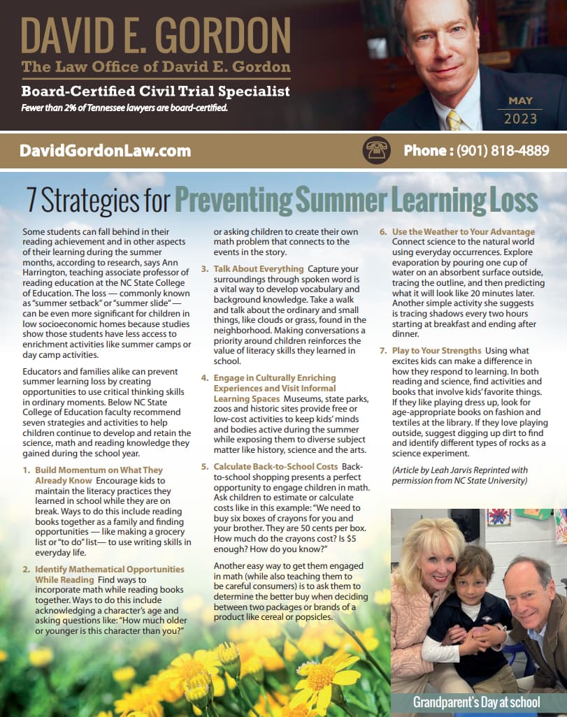 2023 May News - The Law Offices of David E. Gordon